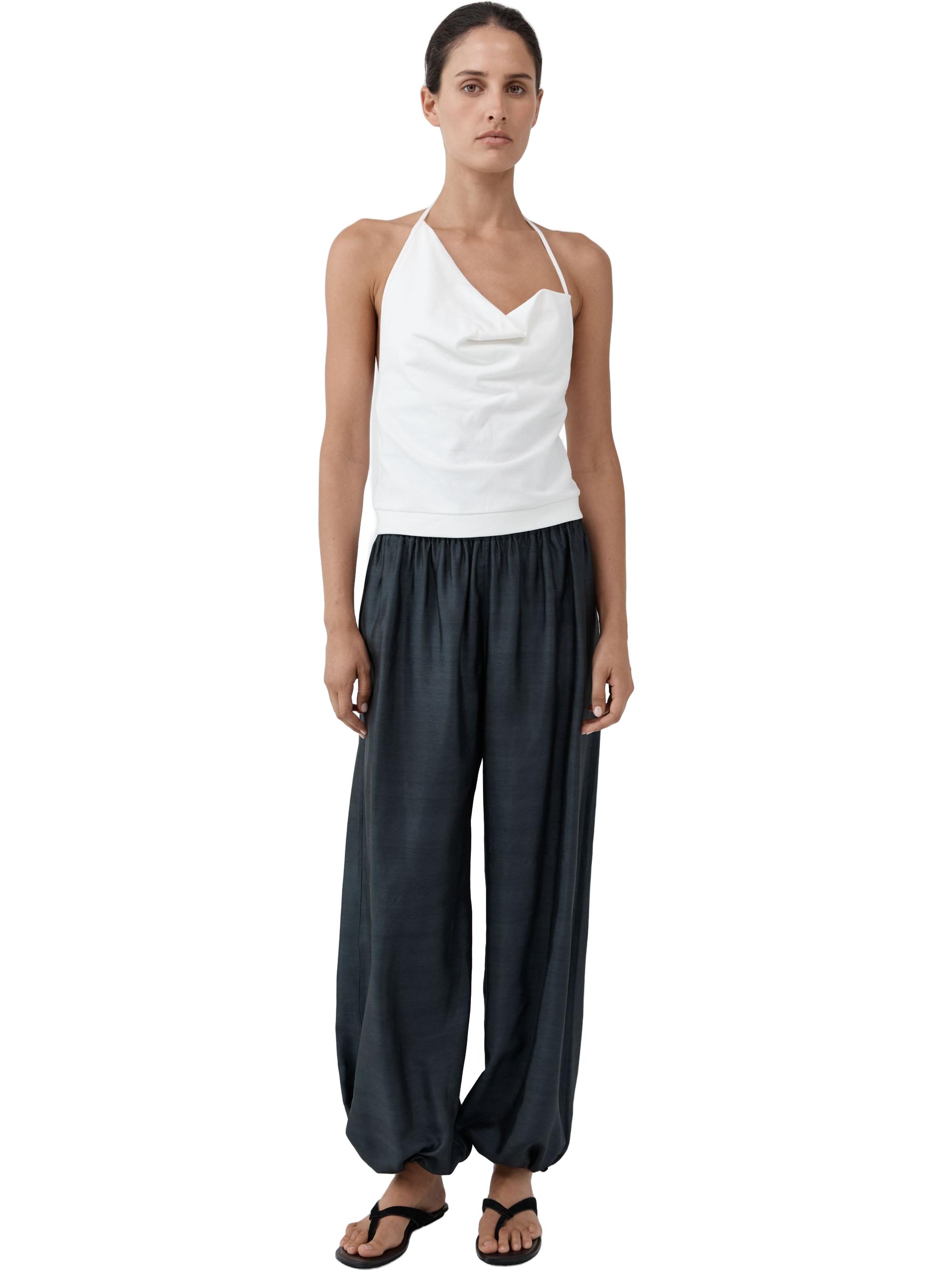 ST. AGNI ST. AGNI Cotton Jersey Asymmetric Cowl Halter Top